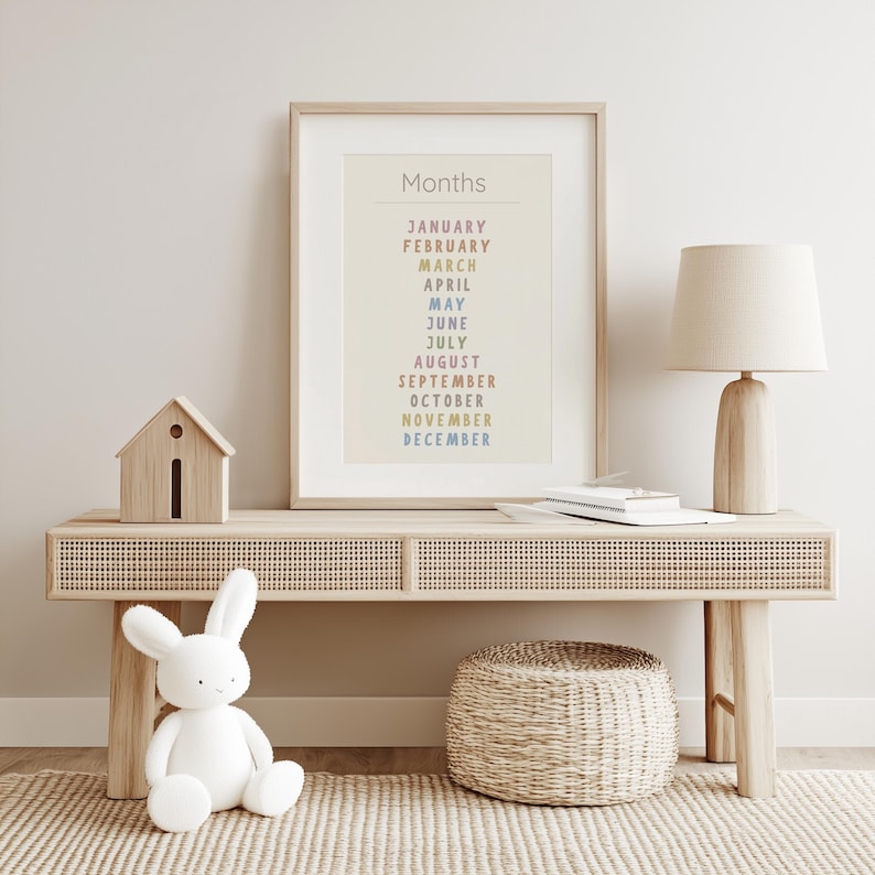 Months of the Year Poster – Calm Pastel Classroom Calendar Chart ...