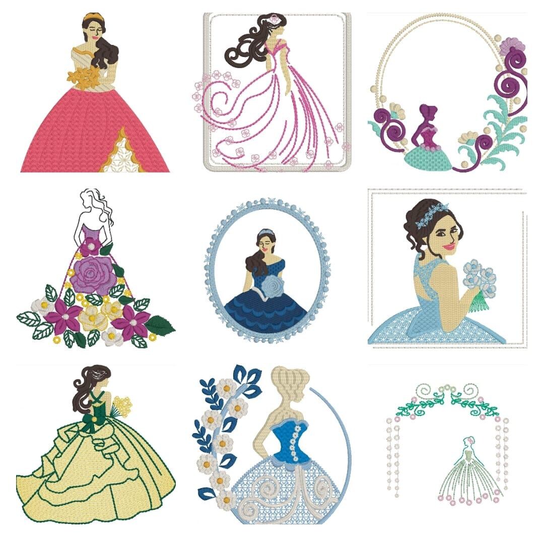 Mis XV Machine Embroidery Designs, Bundle of 9, All Original 4x4, 10cm ...
