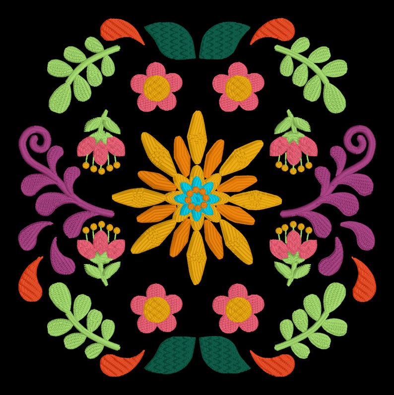 Mexican Flowers, Bundle of 9 Amazing Embroidery Machine Designs, 6 ...