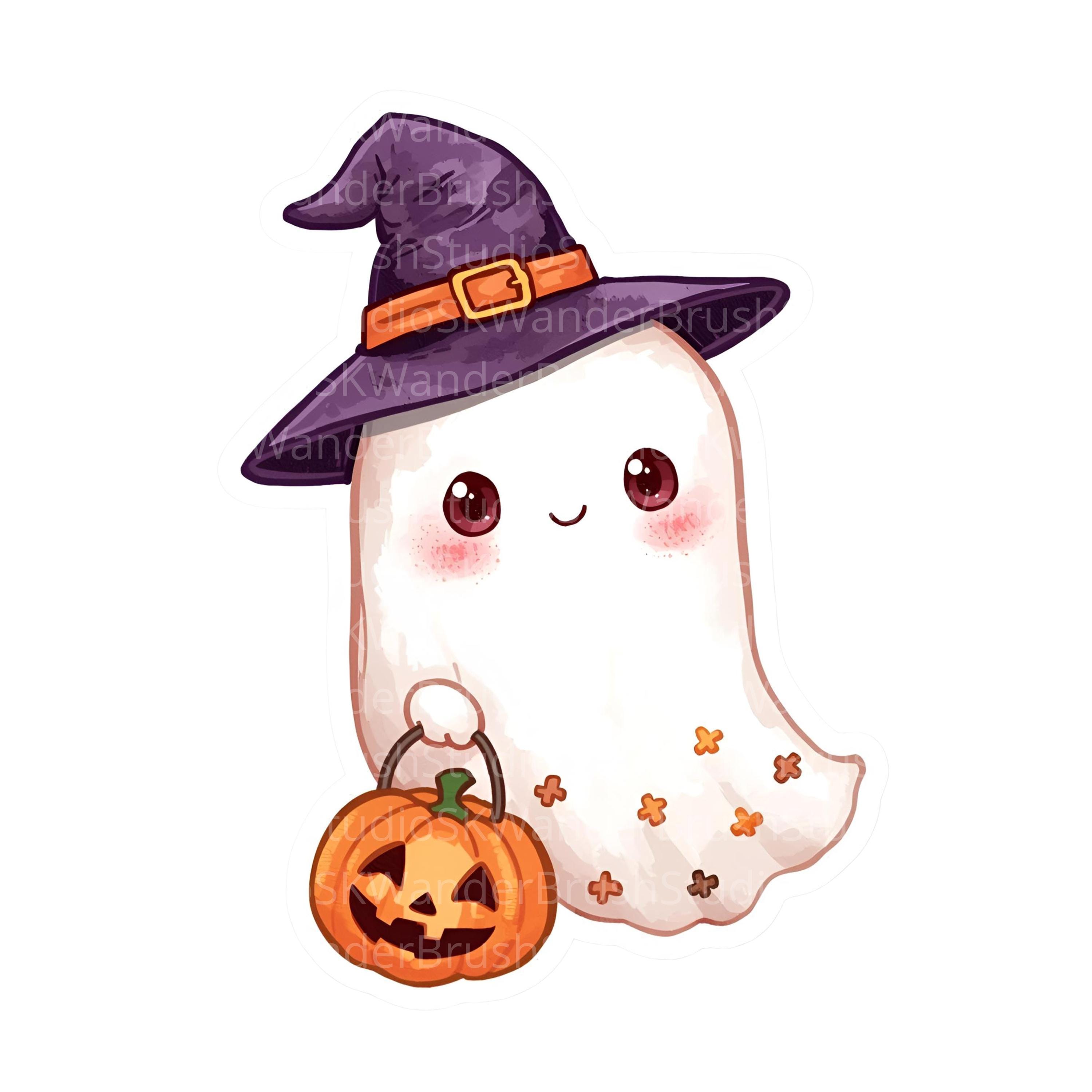 Kawaii Halloween Ghosts Clipart PNG Bundle, Cute Spooky Ghost Clip Art ...