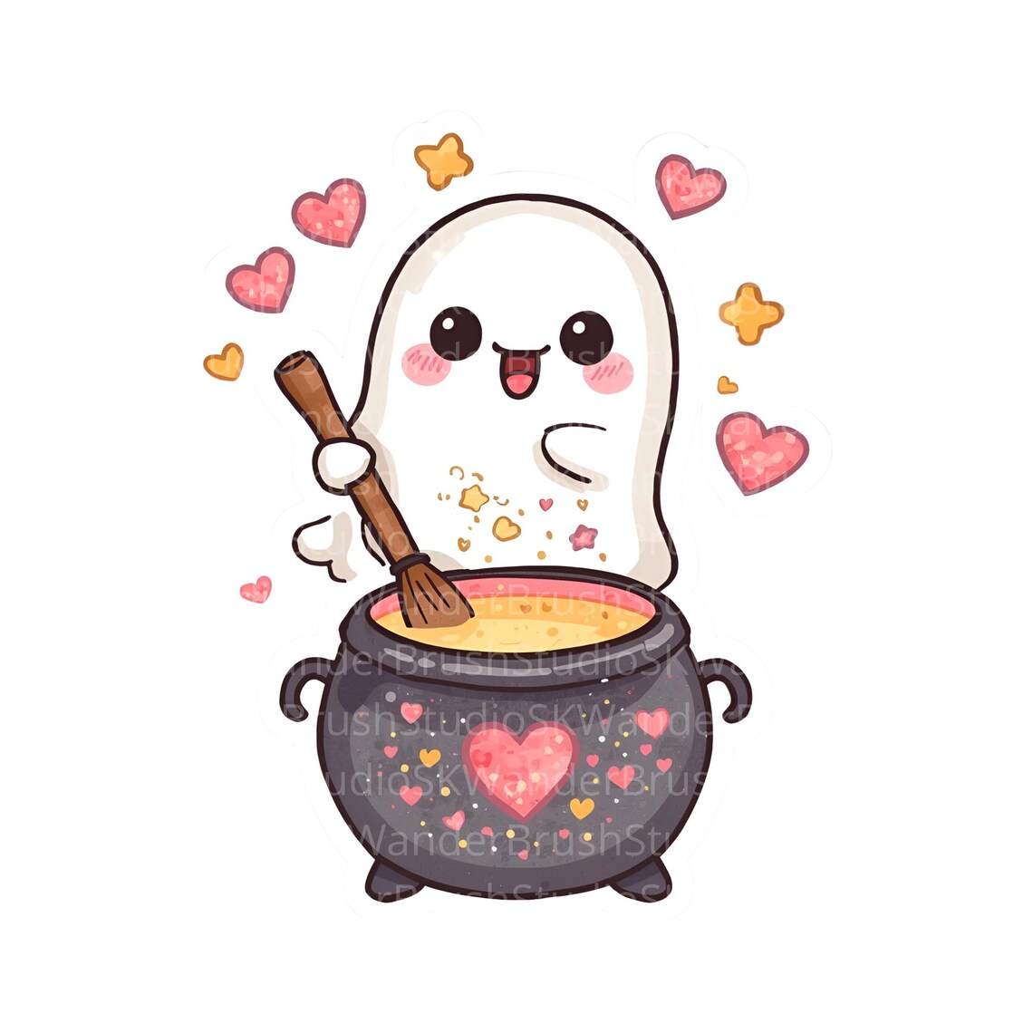 Kawaii Halloween Ghosts Clipart PNG Bundle, Cute Spooky Ghost Clip Art ...