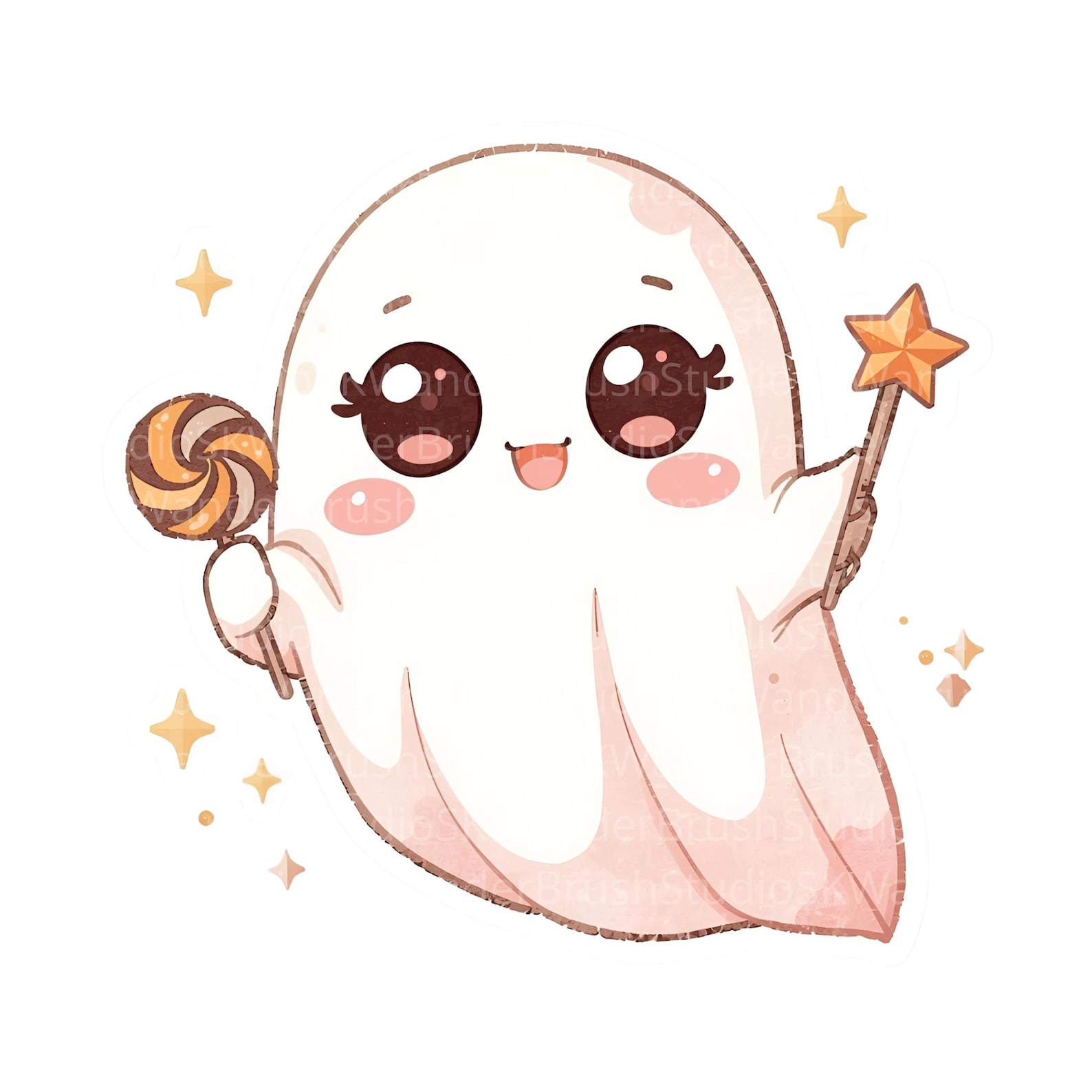 Kawaii Halloween Ghosts Clipart PNG Bundle, Cute Spooky Ghost Clip Art ...