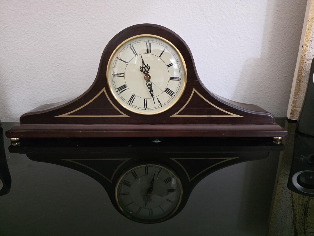 Vintage Bombay Company Mantle Clock Cherry Wood Camel Hump Japan Quartz ...