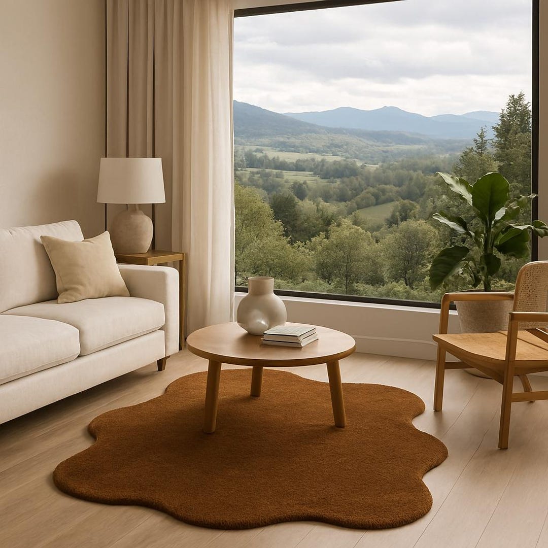Organic Brown Blob Rug – Cozy Earth-toned Accent for Modern Spaces - Etsy