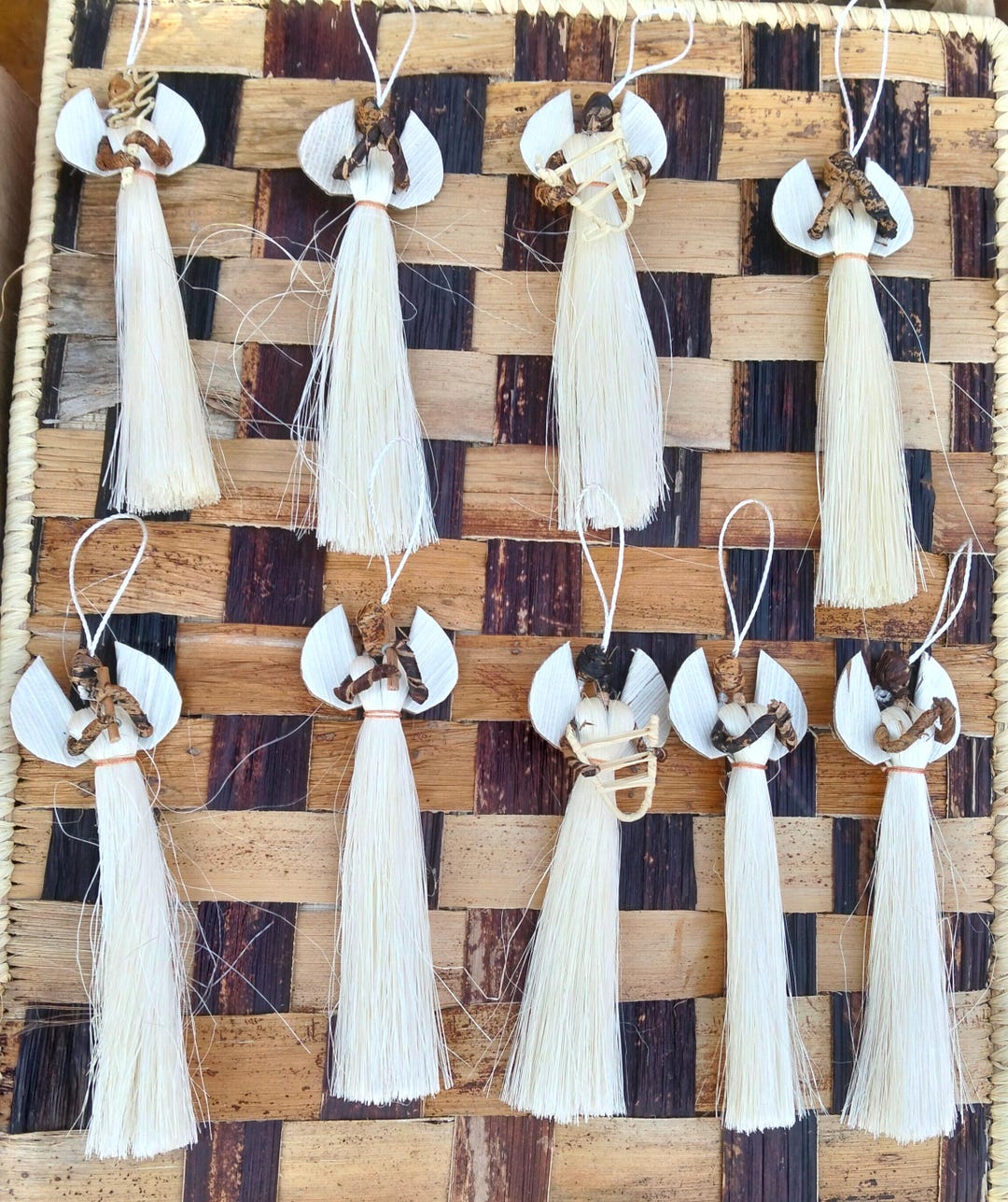 White Christmas Hanging Angles, Handcrafted Sisal Angle, Christmas ...