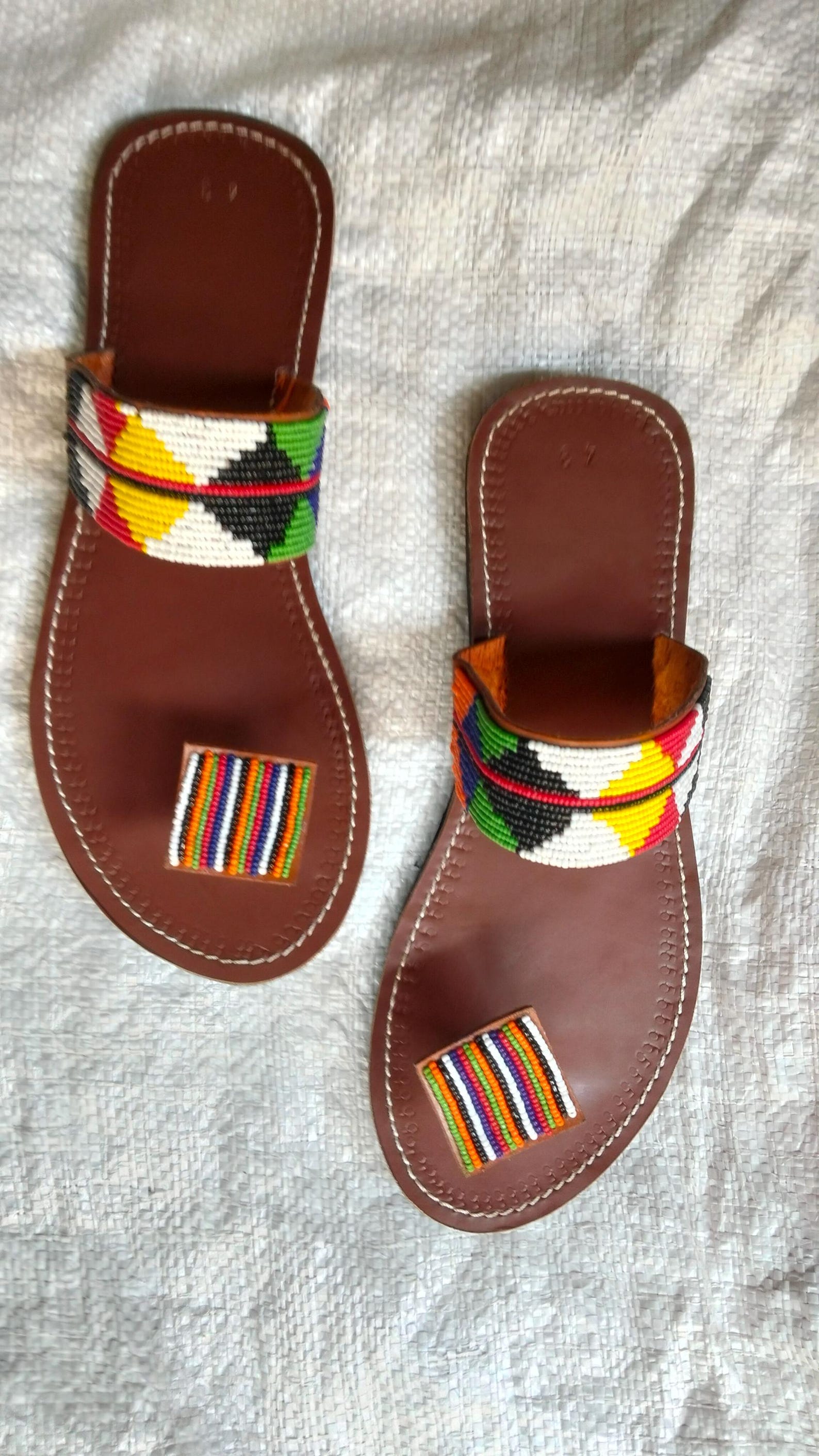 African Beaded Sandals, Women Shoes, Leather Sandals, Bohemia Shoe ...