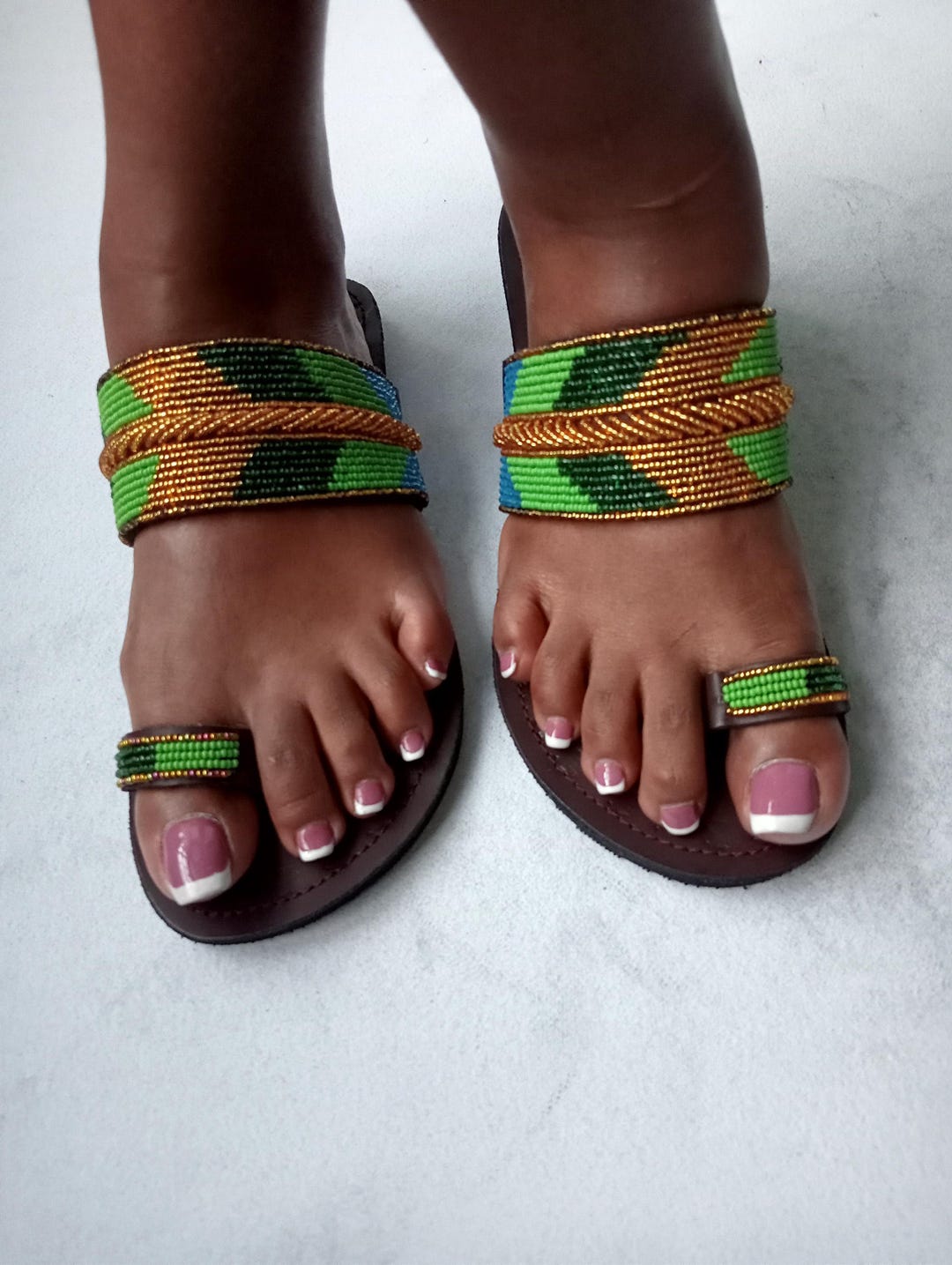 African Beaded Sandals, Women Shoes, Leather Sandals, Bohemia Shoe ...