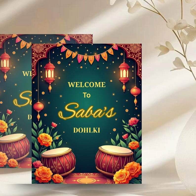 Editable Dholki Welcome Sign | Indian Wedding (digital Download) - Etsy