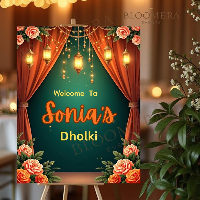 Emerald Green Dholki Welcome Sign: Mehndi Night Decor (printable) - Etsy