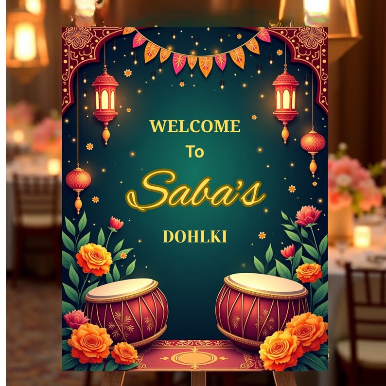 Editable Dholki Welcome Sign | Indian Wedding (digital Download) - Etsy