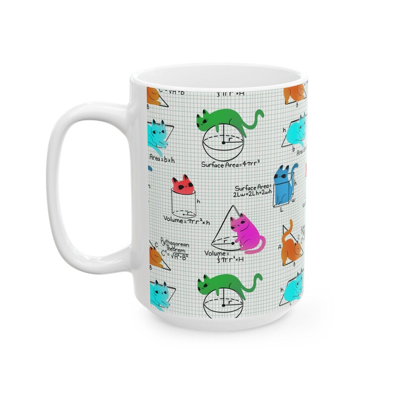 Funny Cat Math Mug for Teachers, Whimsical Mathematician Coffee Cup ...