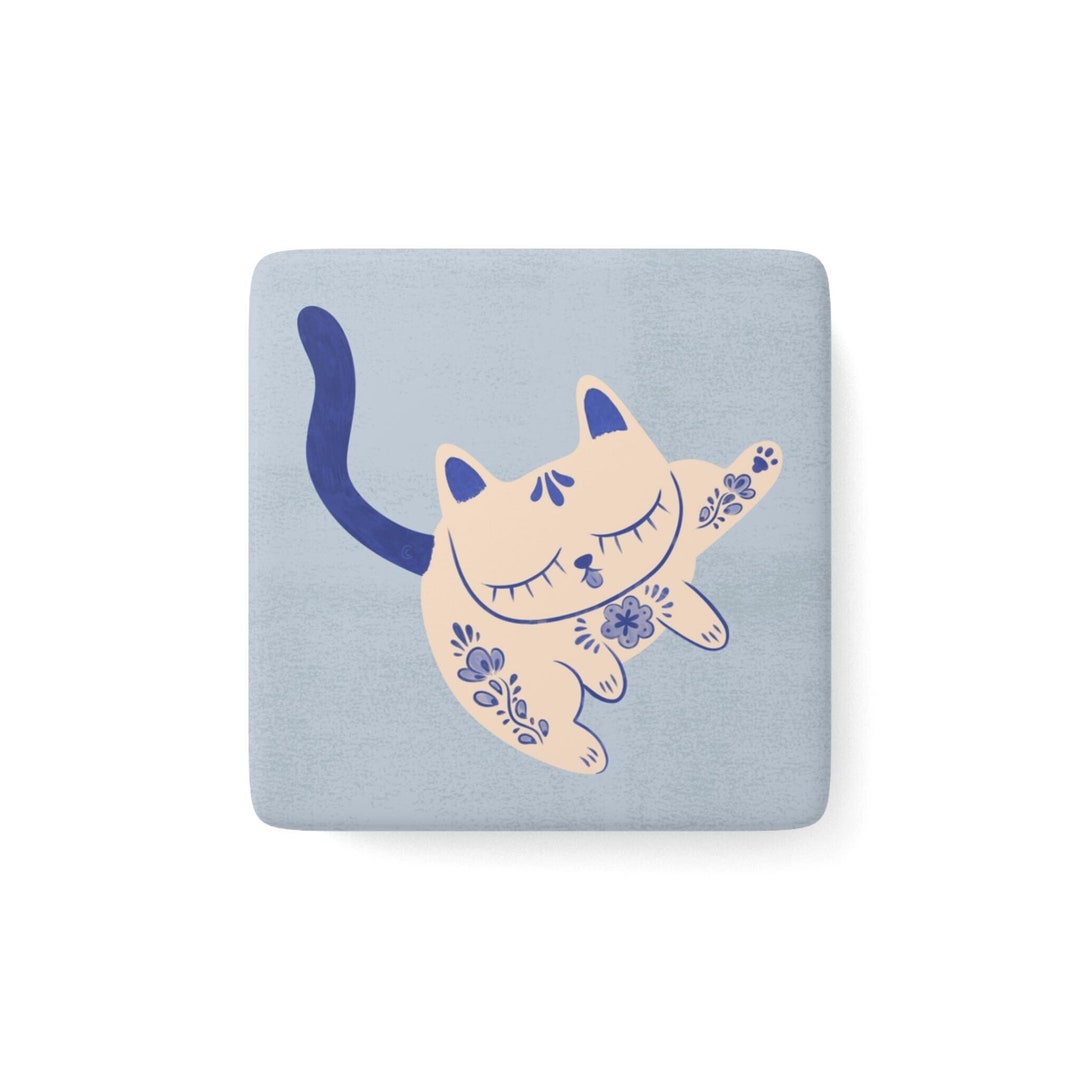 Cat Butt Magnet | Delft Porcelain Kitty Bum Magnet | Crazy Cat Lady Cat ...
