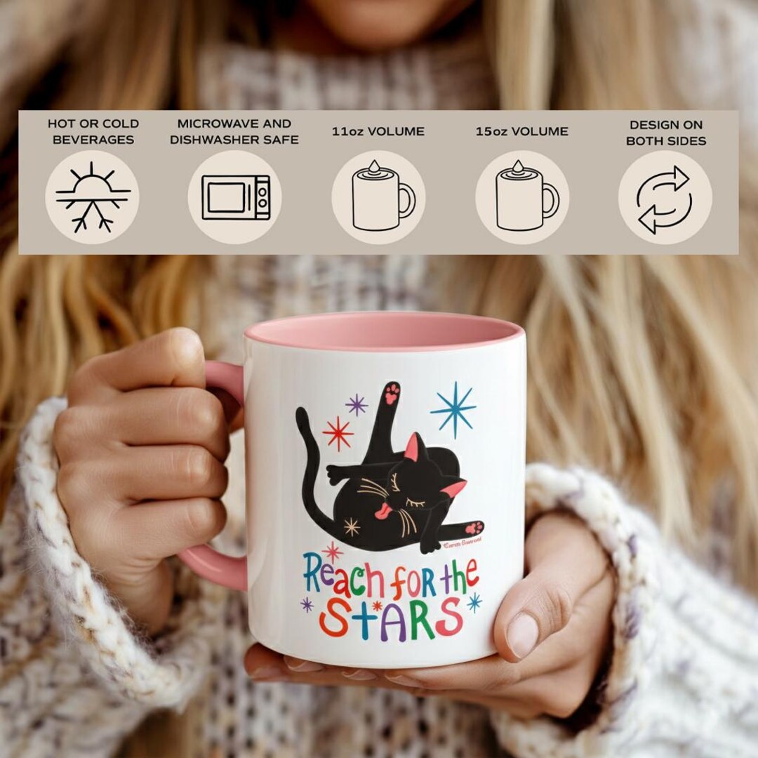 Funny Cat Butt Mug, Black Cat Theme Colorful Cup for Cat Mom, Kitty Bum ...
