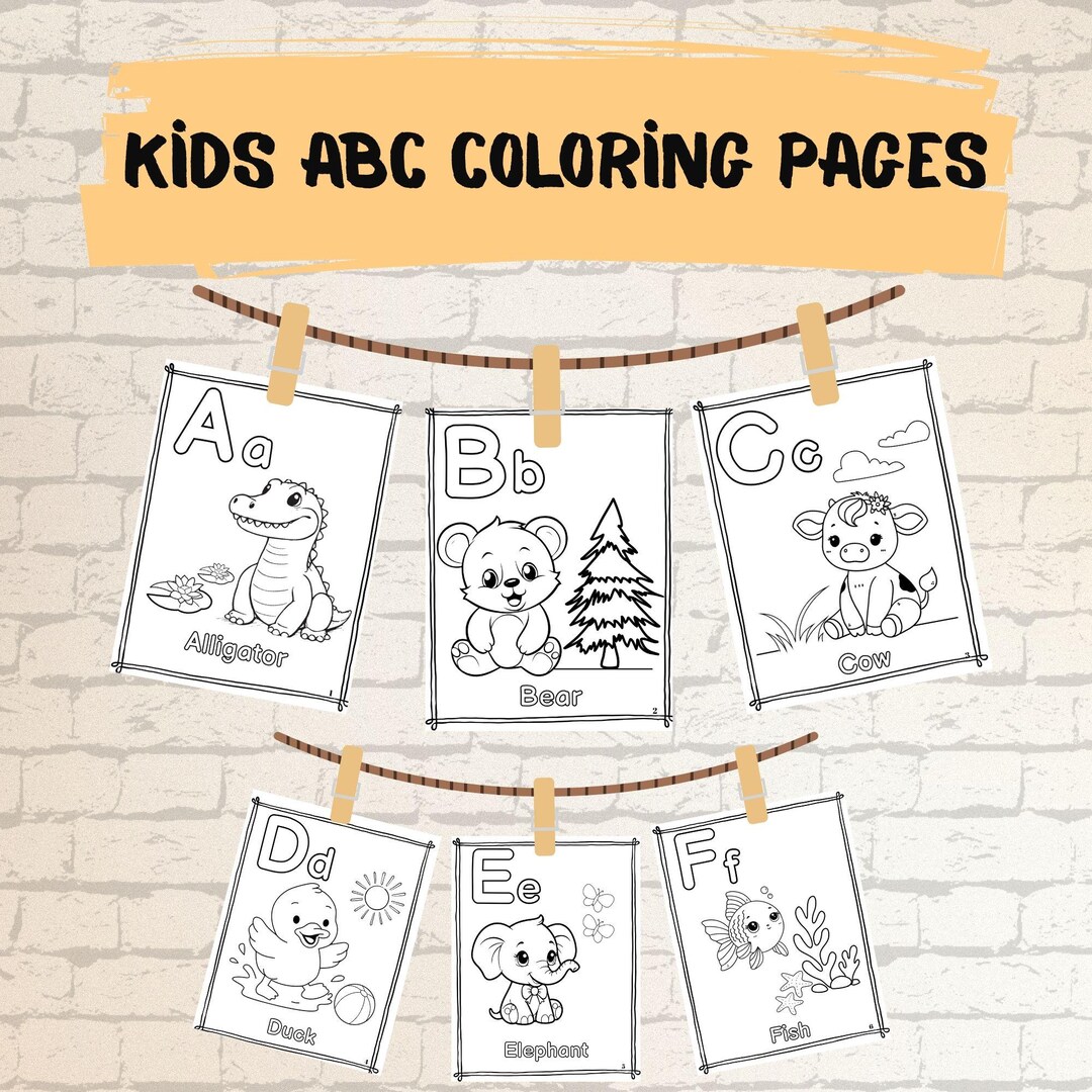 Printable ABC Animals Coloring Pages, Kids Activity, Digital Download ...