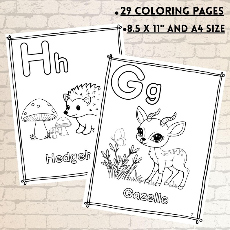 Printable ABC Animals Coloring Pages, Kids Activity, Digital Download ...