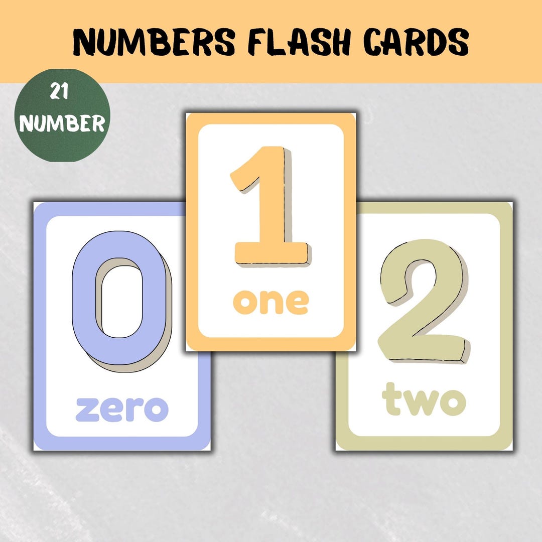 Preschool Number Flash Cards 0-20: Montessori Counting (PDF / Printable ...