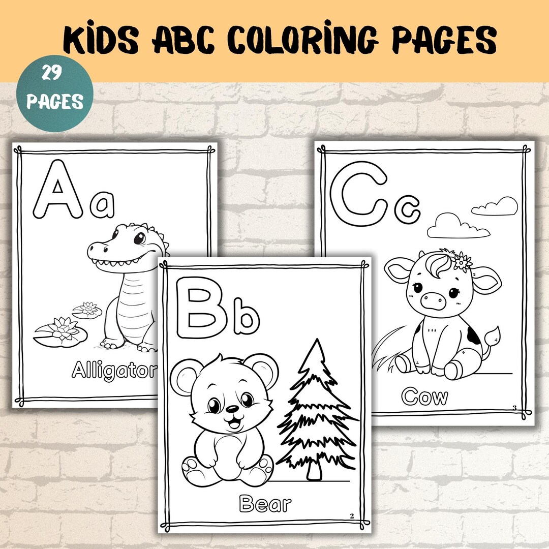 ABC Animals Coloring Pages: Kids Learning Activity, Baby's First ...