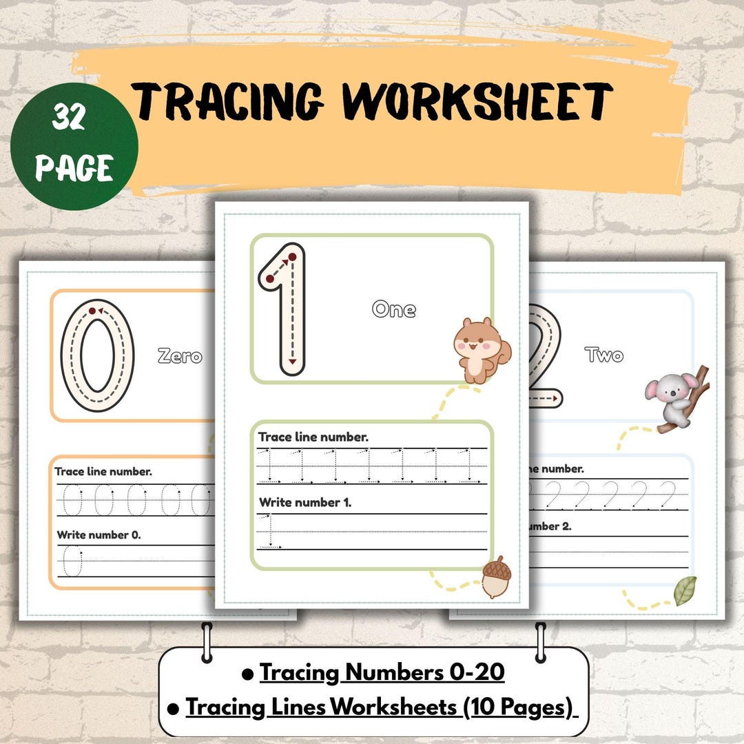 Number Tracing Worksheets 0-20: Preschool Handwriting Practice ...
