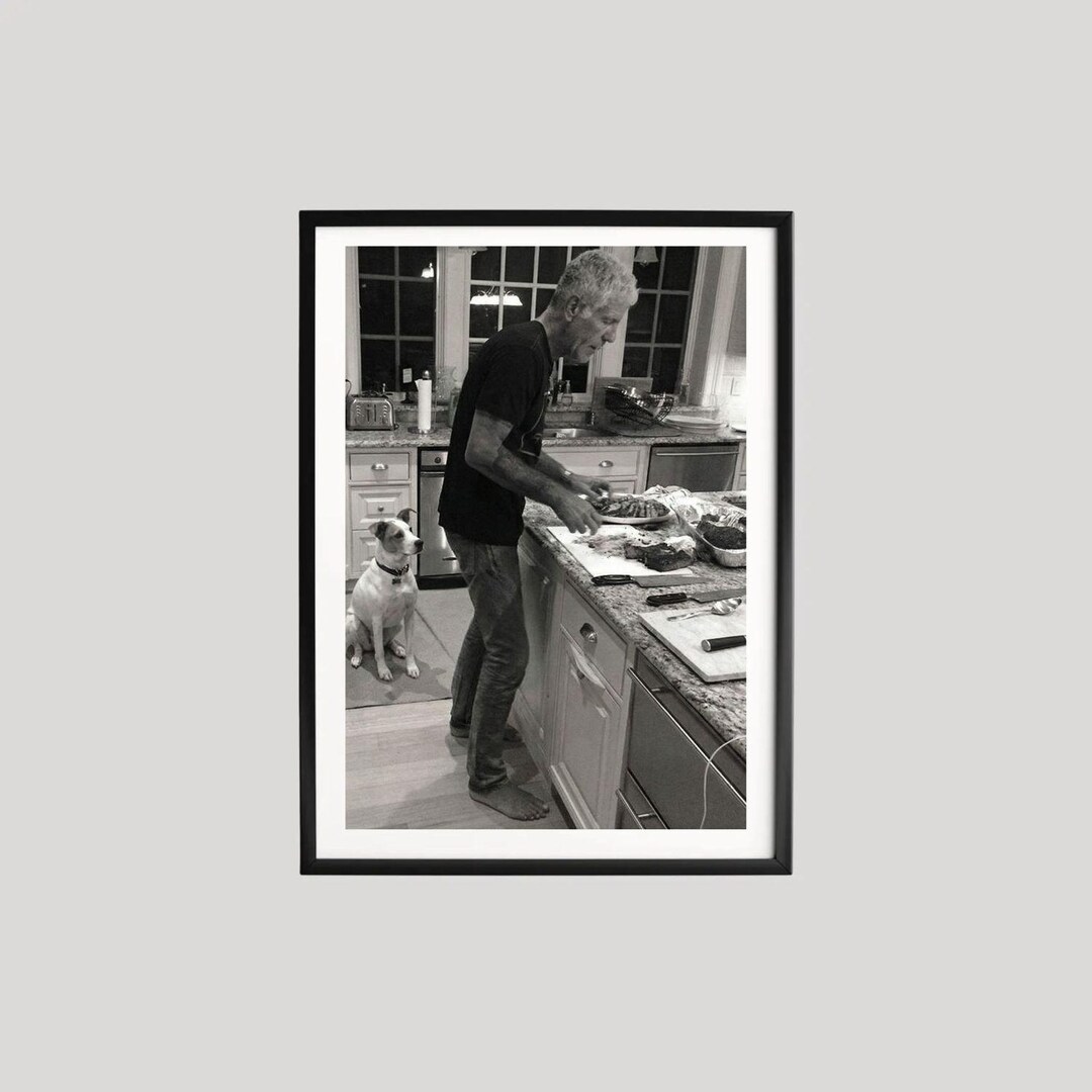 Anthony Bourdain at Home Cooking, Black and White Kitchen Moment ...