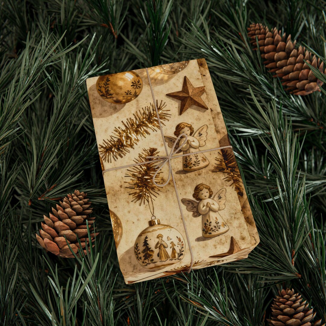 Rustic Christmas Wrapping Paper, Holiday Gift Wrap, Vintage Style ...