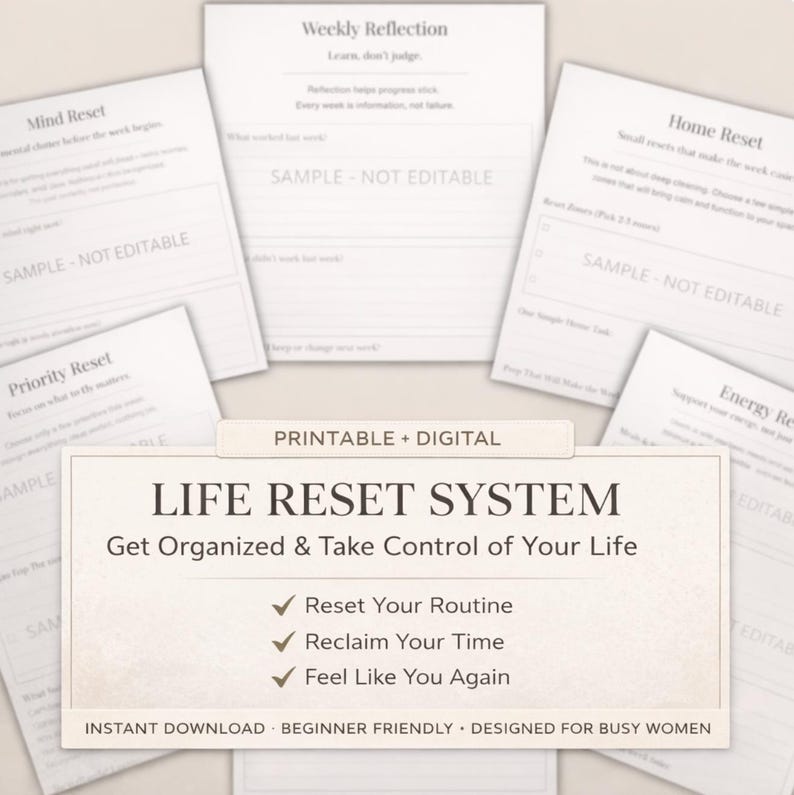 Weekly Reset Checklist | Printable Weekly Planning System | Simple Life ...