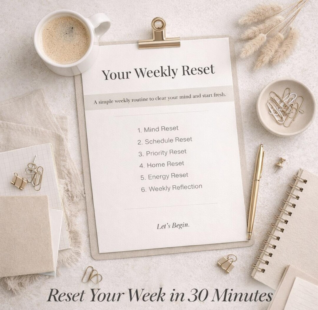 Weekly Reset Checklist | Printable Weekly Planning System | Simple Life ...