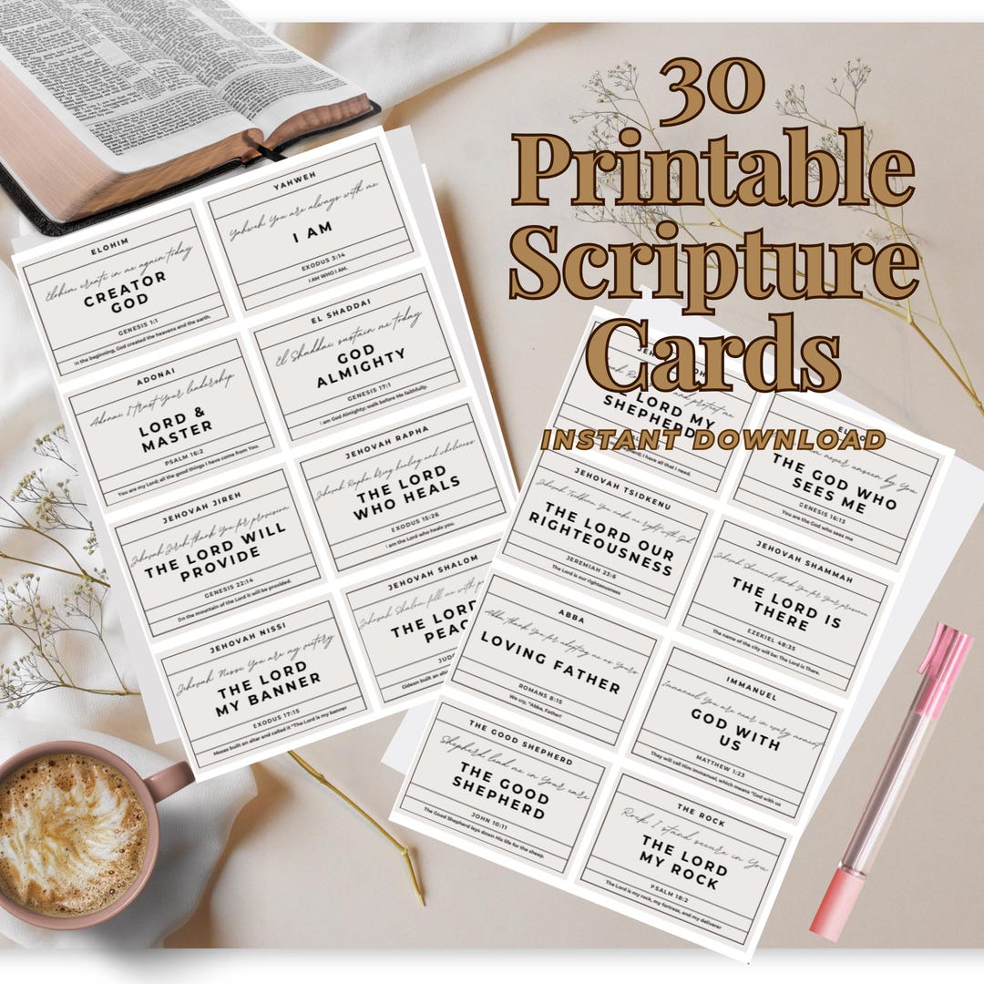 Names of God Scripture Cards: Christian Bible Verse Prayer (digital ...