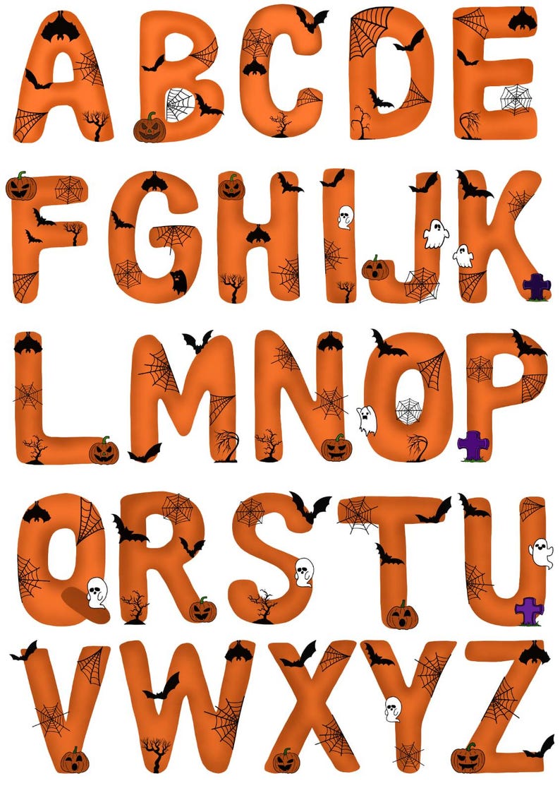 Printable Halloween Alphabet Bundle, Spooky Font (digital Download) - Etsy
