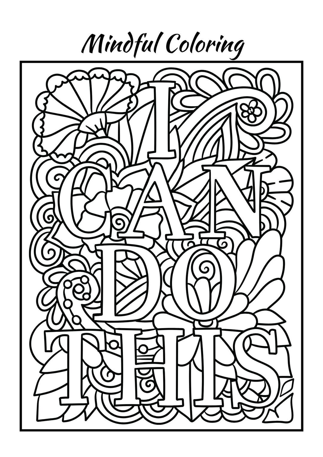 Mindful Coloring Positive Quotes Worksheets, 18 Pages Grayscale ...