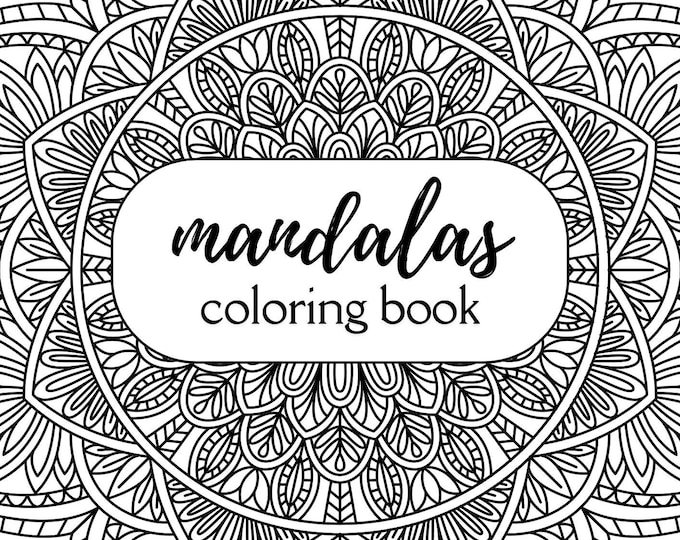 Black and White Mandalas Adult Coloring Book | 34 Pages | Digital ...