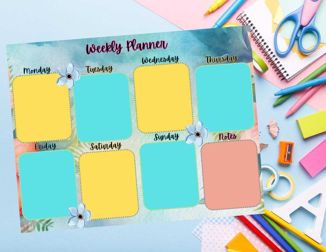 Weekly Planner Printable | Floral Digital Weekly Schedule Template ...