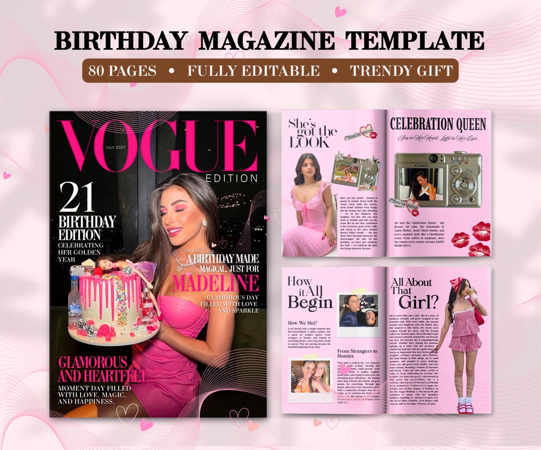 Birthday Magazine Template: Personalized Custom Birthday Gift for ...