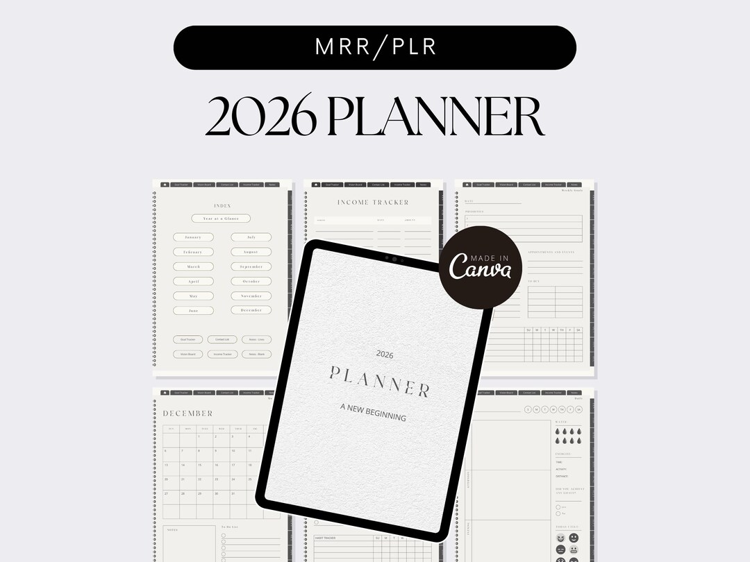 2026 Digital Planner: Resell Ready Canva Template (MRR/PLR) - Etsy