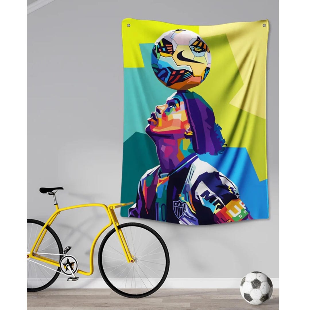 Ronaldinho Pop Art Football Tapestry – Vibrant Sports Wall Art for ...