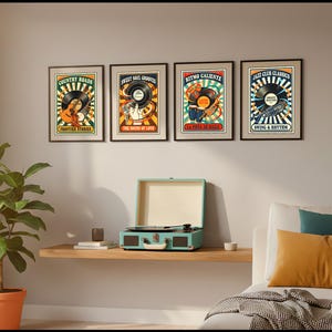 Clipart Vintage Music Posters Set | Retro Mid Century Digital Art ...