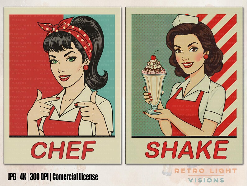 American Pop Bites: 10 Retro Pop Art Posters, 50s Diner Kitchen Decor ...