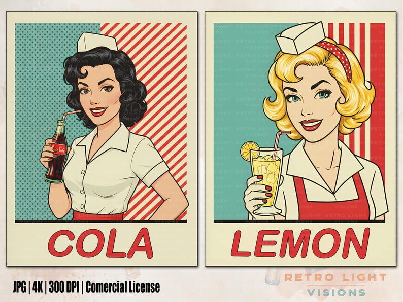 American Pop Bites: 10 Retro Pop Art Posters, 50s Diner Kitchen Decor ...