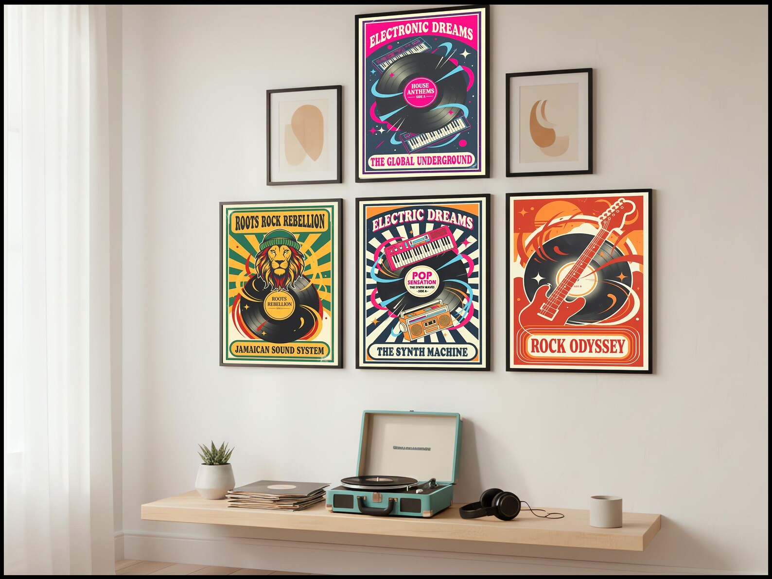 Clipart Vintage Music Posters Set | Retro Mid Century Digital Art ...
