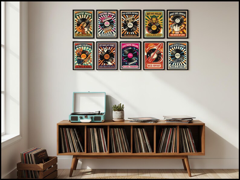 Clipart Vintage Music Posters Set | Retro Mid Century Digital Art ...
