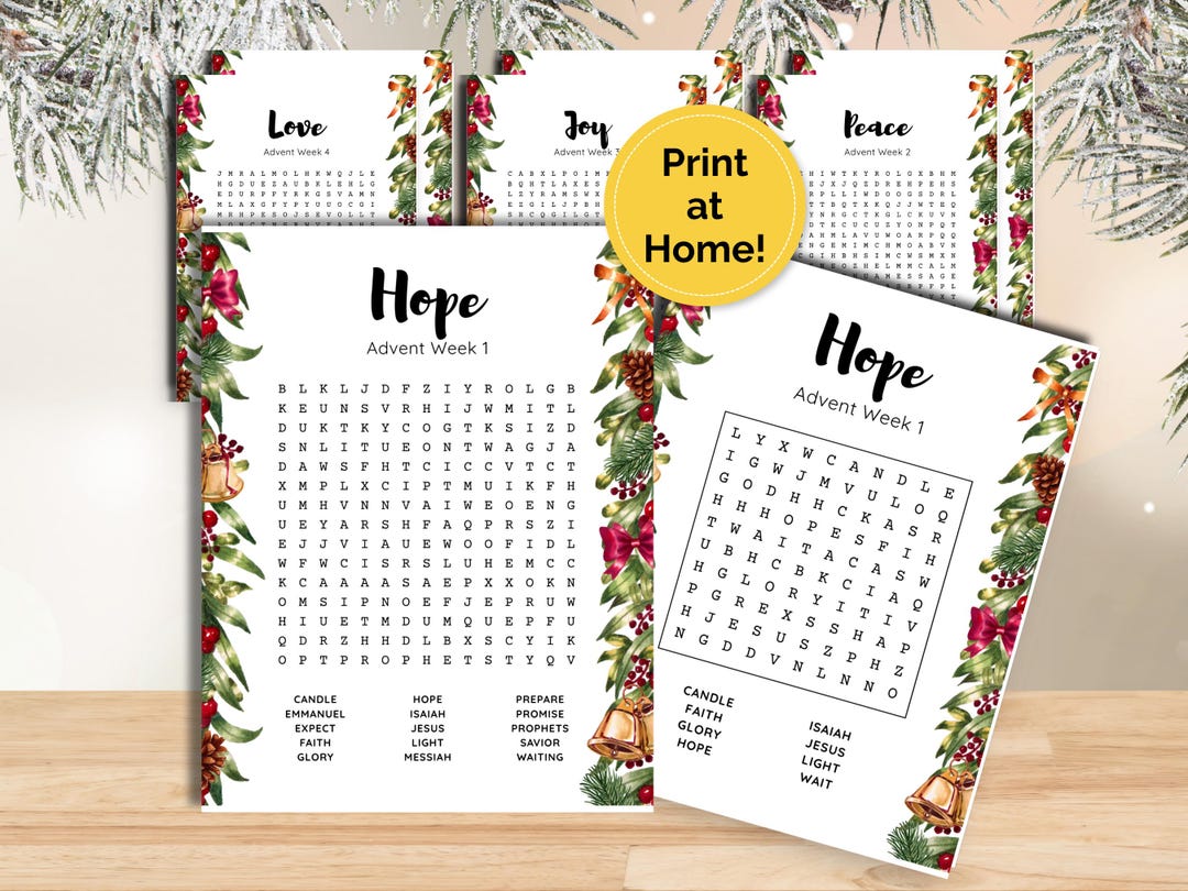 Weekly Advent Word Search, Printable Christmas Game, Christian ...