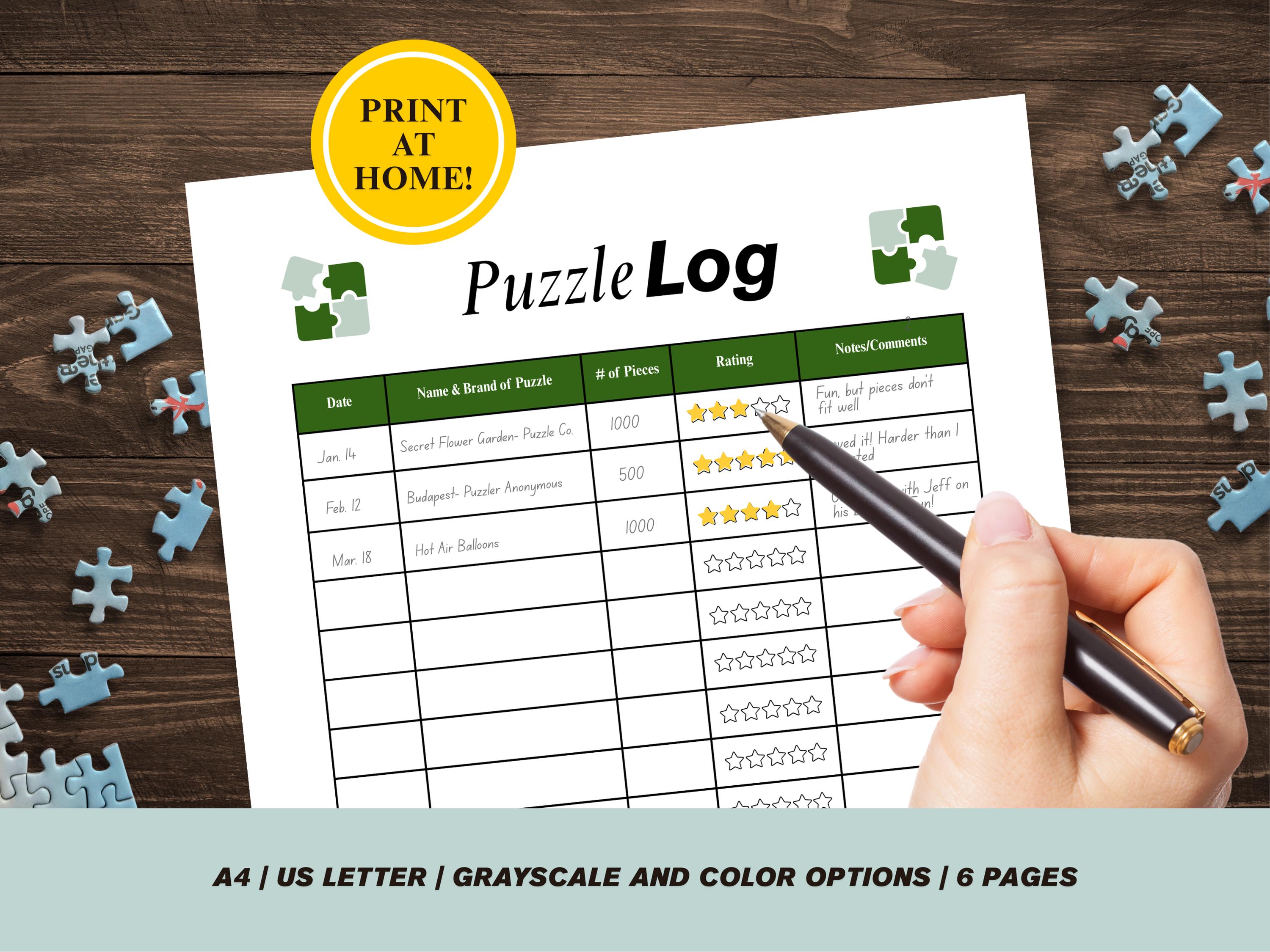 Printable Puzzle Tracker PDF, 50-puzzle Completion Challenge, Jigsaw ...