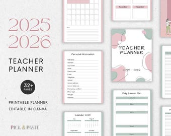 Printable Teacher Planner: Undated Lesson Plans, Student Info (PDF ...