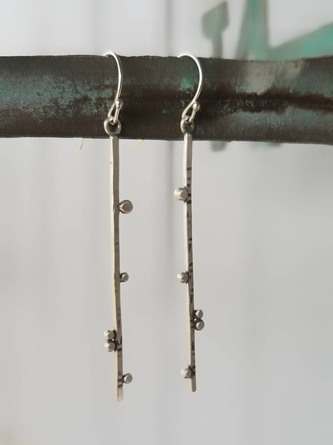 Sterling Silver Stick Earrings, Artisan Made, Silver Gift - Etsy