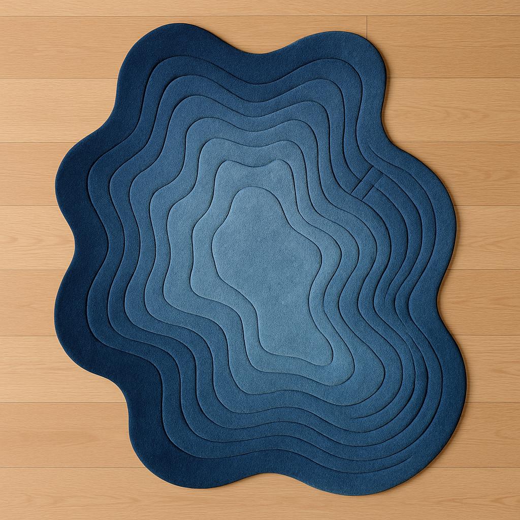 Layered Wave Design Carpet in Deep Blue Shades. - Etsy