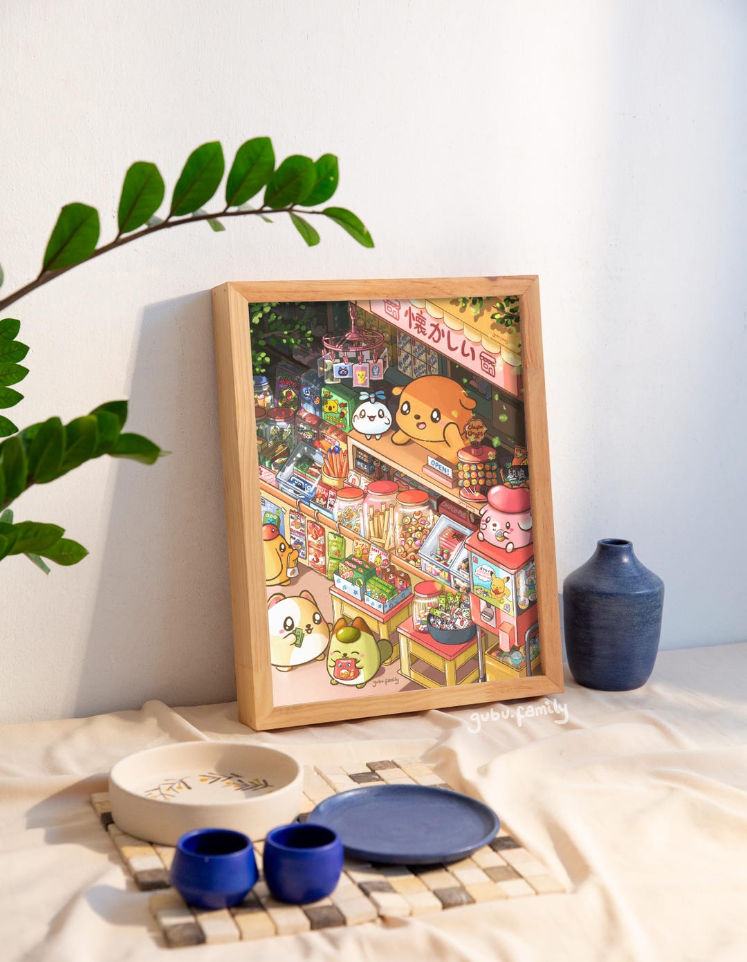 Nostalgic Snack Art Print | Cute Gu and Bu Characters (5.5x7 In) - Etsy