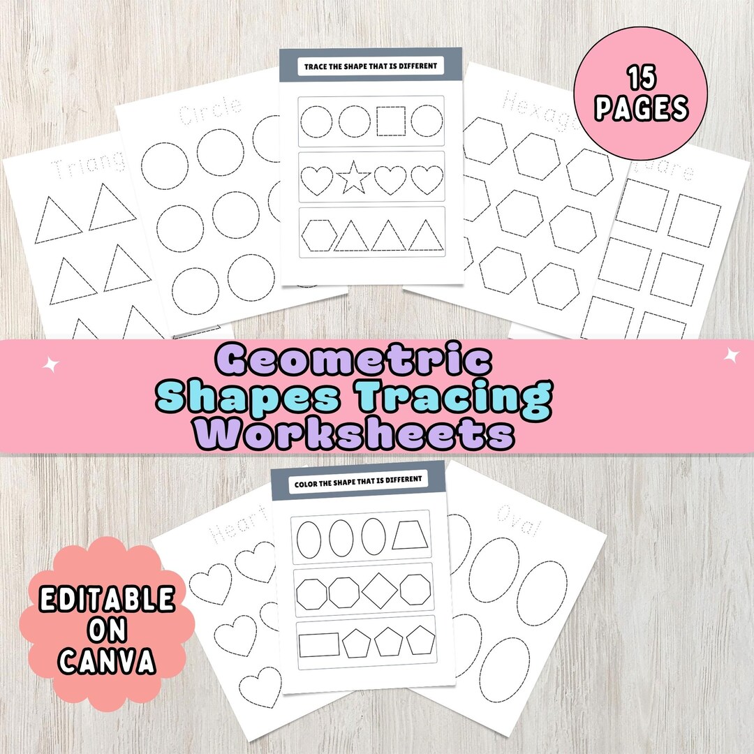 Preschool Geometric Shape Tracing Worksheets Printable Activities for ...