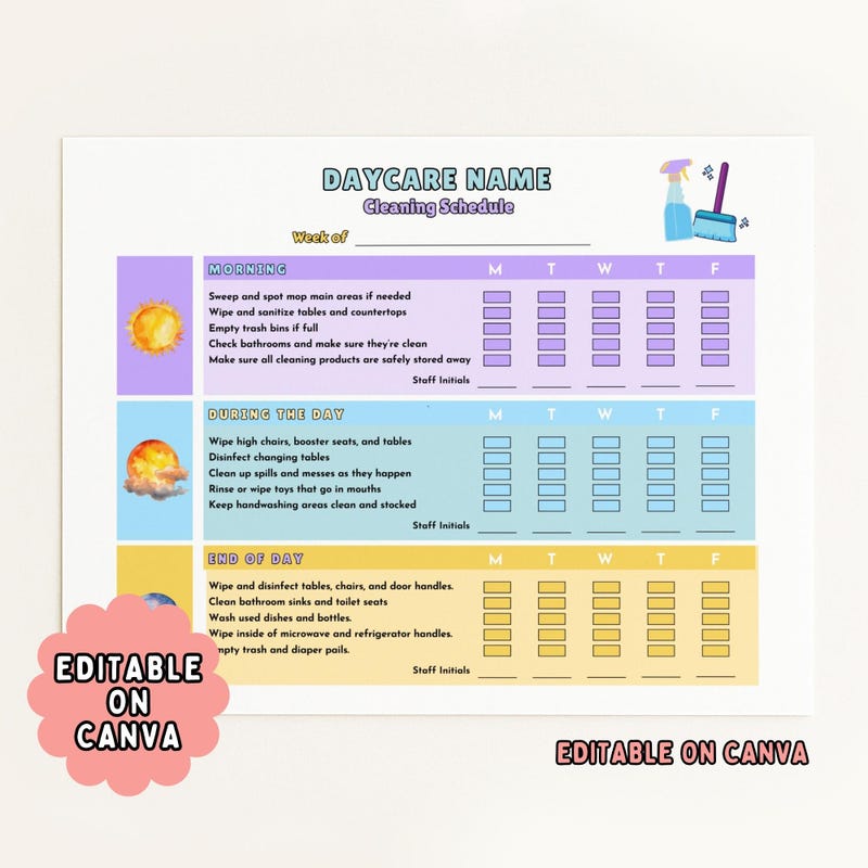 Daycare Job Schedule - Etsy UK