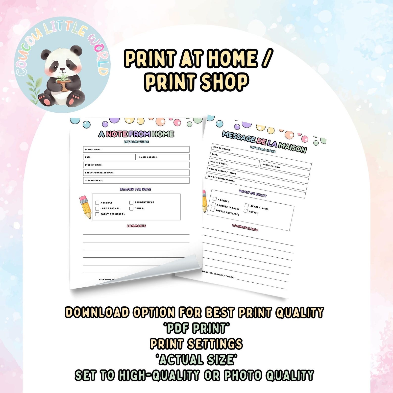 Printable Note From Home Notes Home to Parents From Teacher Printable ...