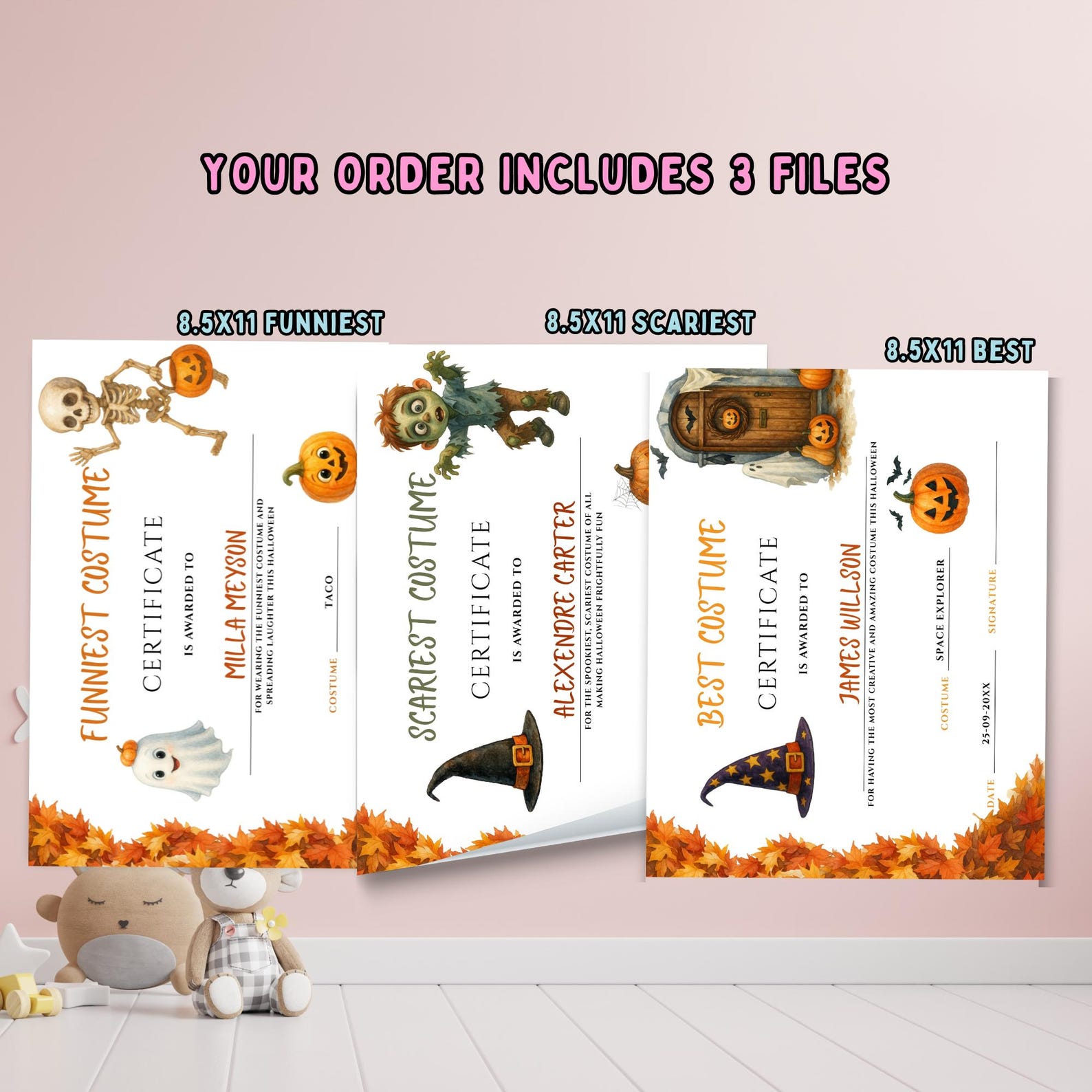 Printable Halloween Costume Certificates for Kids School Party Editable ...