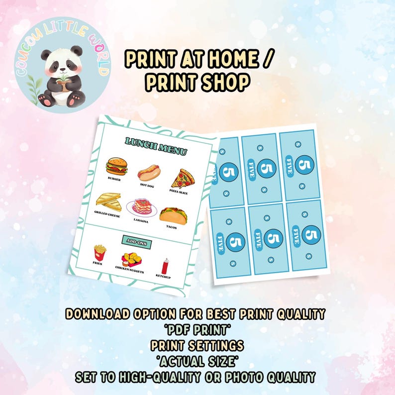 Pretend Play Restaurant Menu Kids Restaurant Menu Set Play Kitchen ...